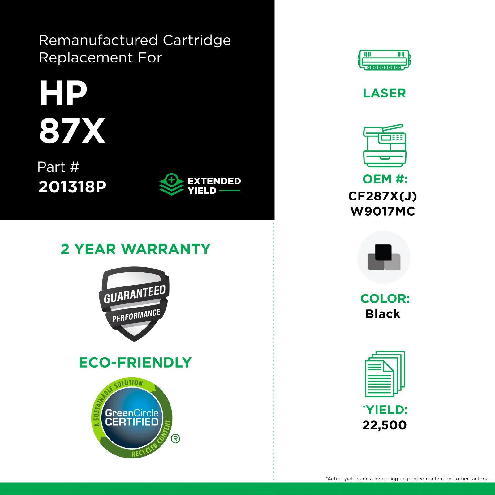 HP CF287X(J) W9017MC Remanufactured Black Laser Cartridge | Clover ...